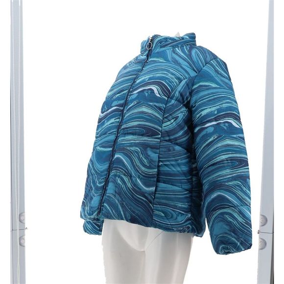 Isaac Mizrahi | Jackets & Coats | Isaac Mizrahi Soho Marble Puffer Jacket Blue A46724 | Poshmark